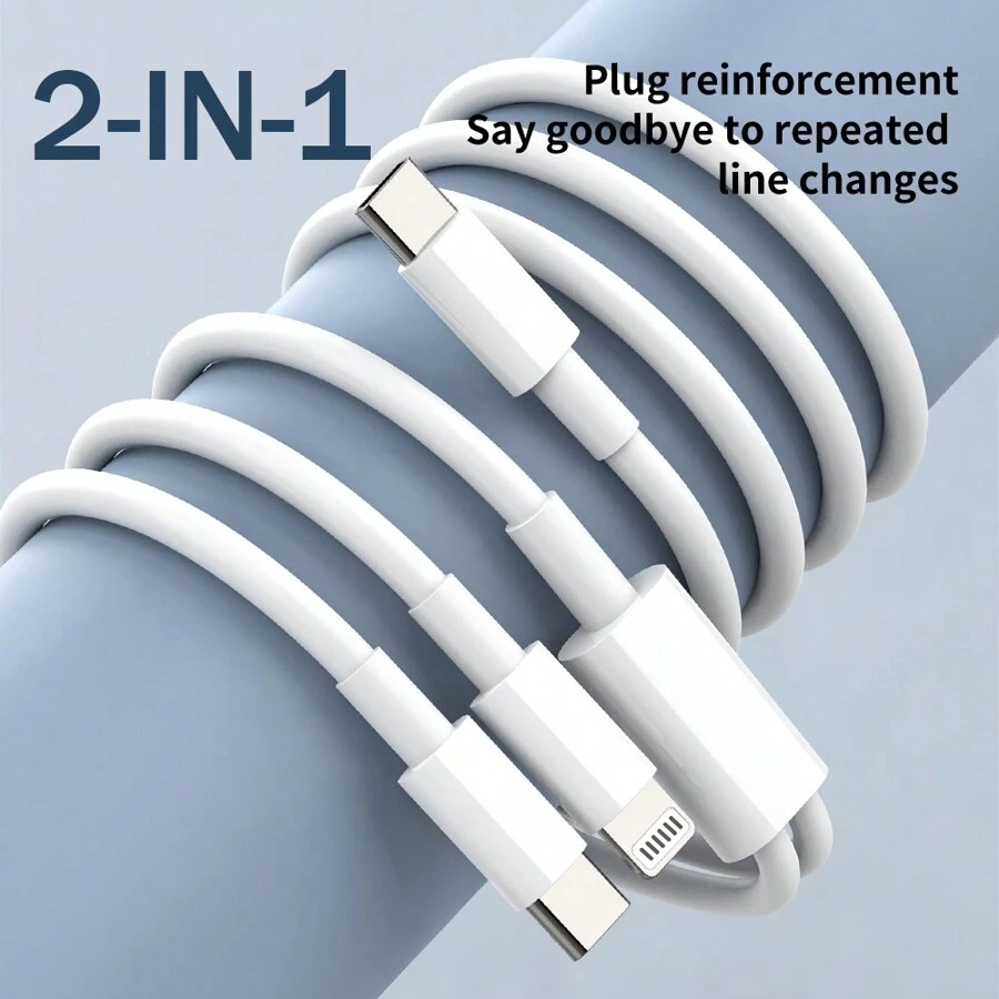 2-In-1 120W Fast Charging Cable, USB-C To USB-C + Lightning Charging Cable, 3.3ft/100cm Length ...
