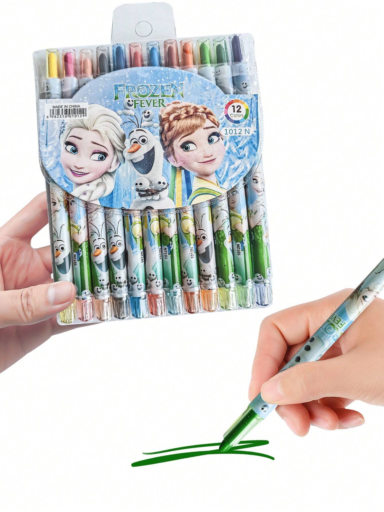 Disney Princess Elsa 12 Colors Drawing Pens Cute Cartoon Rotating ...