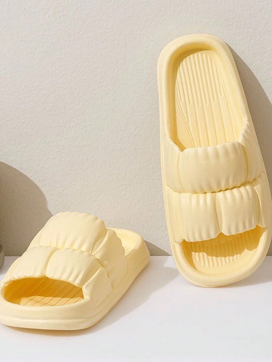 Pastel Yellow Floral Texture Soft EVA Slippers, Casual Daily Wear for ...