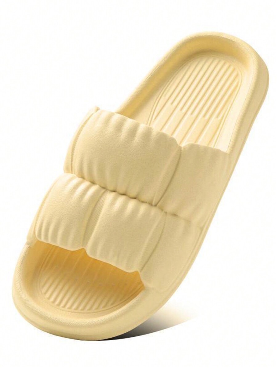 Pastel Yellow Floral Texture Soft EVA Slippers, Casual Daily Wear ...