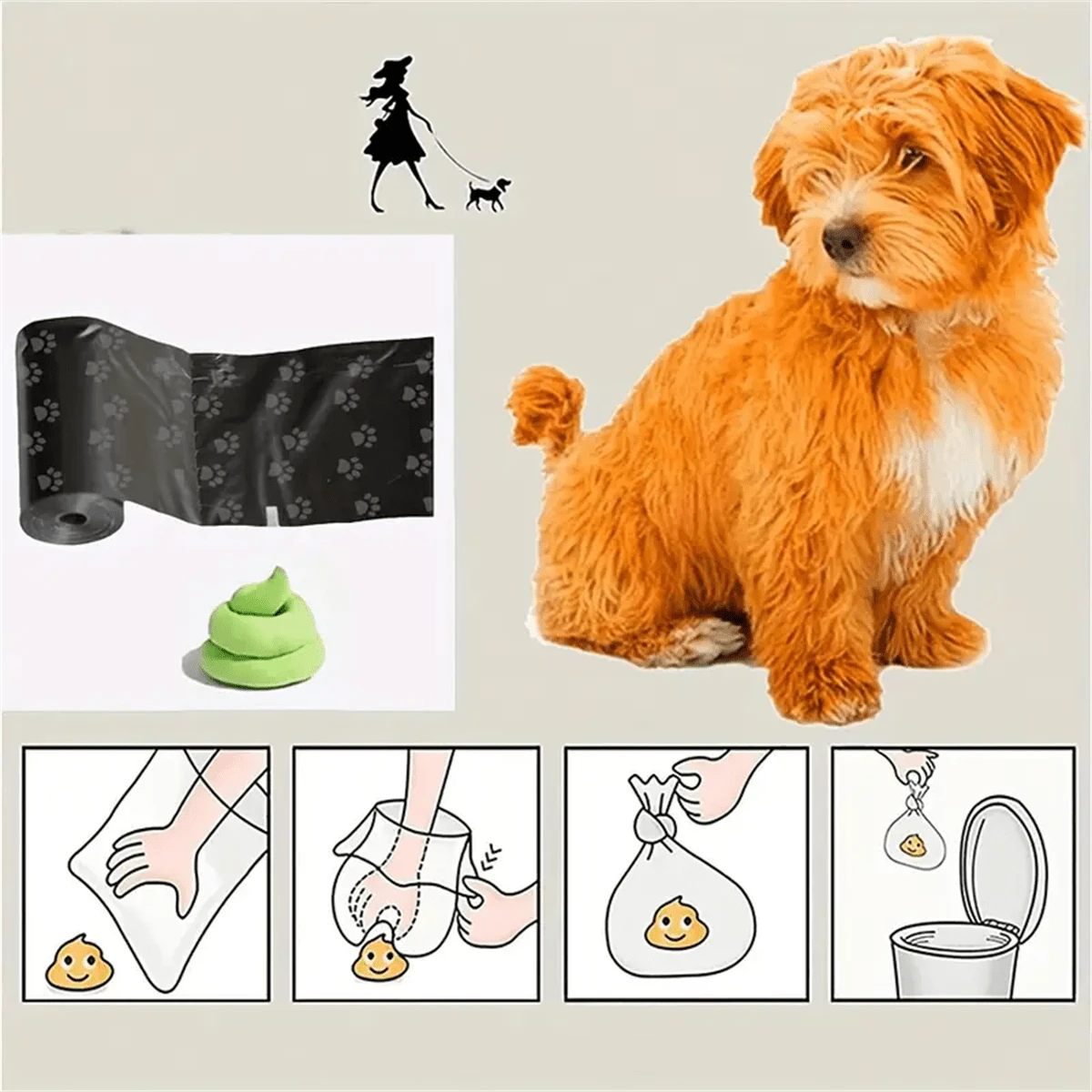 20 Rolls Of 300 Bags Paw Print Dog Poop Bags Leak Proof Pet Garbage Bag ...