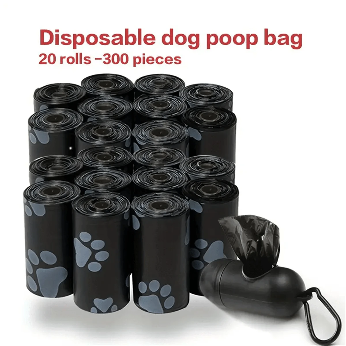20 Rolls Of 300 Bags Paw Print Dog Poop Bags Leak Proof Pet Garbage Bag ...