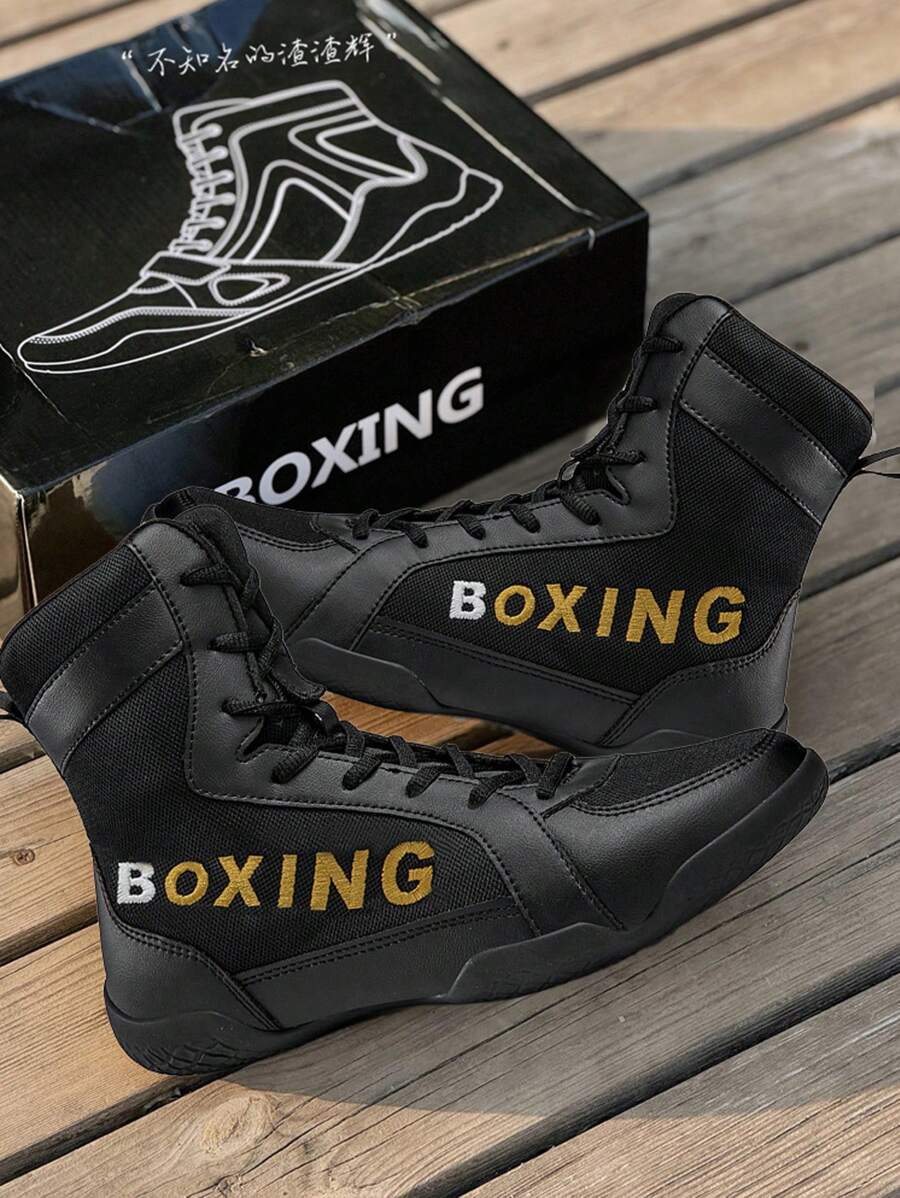 TACHUAN Professional Wrestling Shoes For Men, High-Top Martial Arts ...