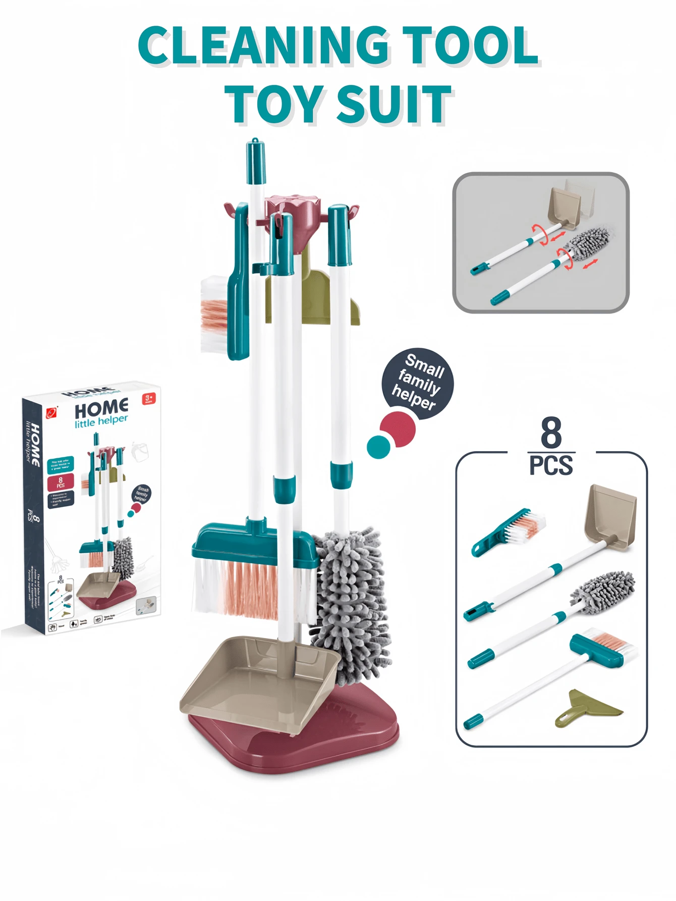 Kids Role Play Cleaning Tool Set Including Mini Broom, Mop, Bucket ...