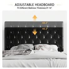 SHA CERLIN Full/Queen/King Size Platform Bed Frame With Button Tufted ...