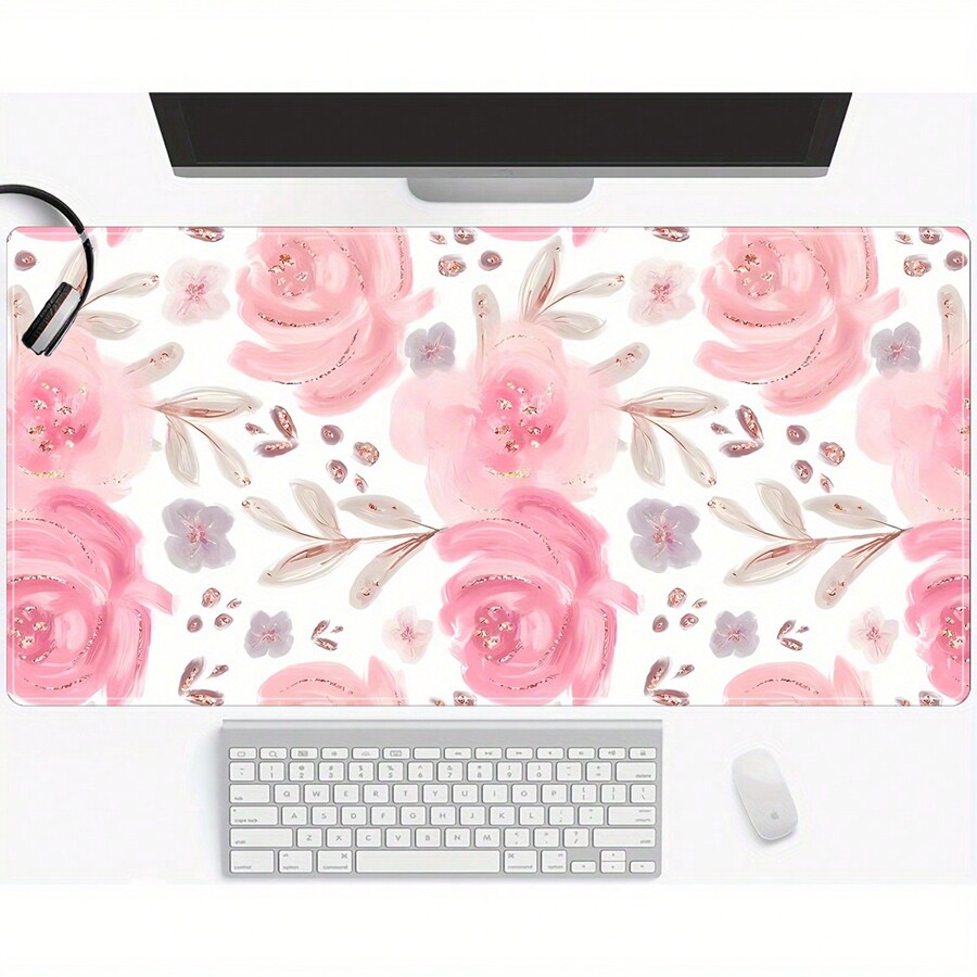 1pc Pink Flower Aesthetic Floral Large Mouse Pad Gaming Mouse Pad Multi ...