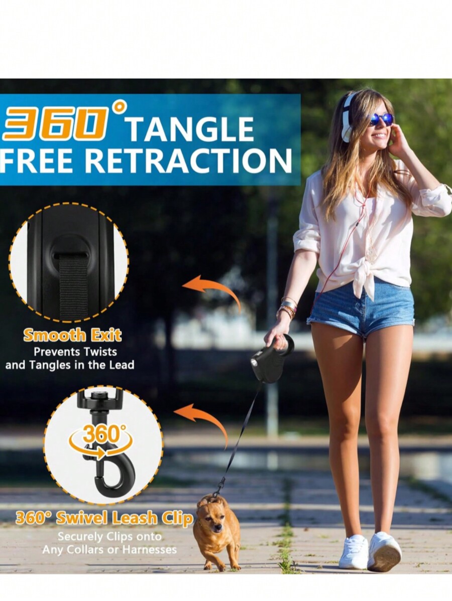 5 Meter Retractable Dog Leash With Flashlight For Dogs And Cats For ...