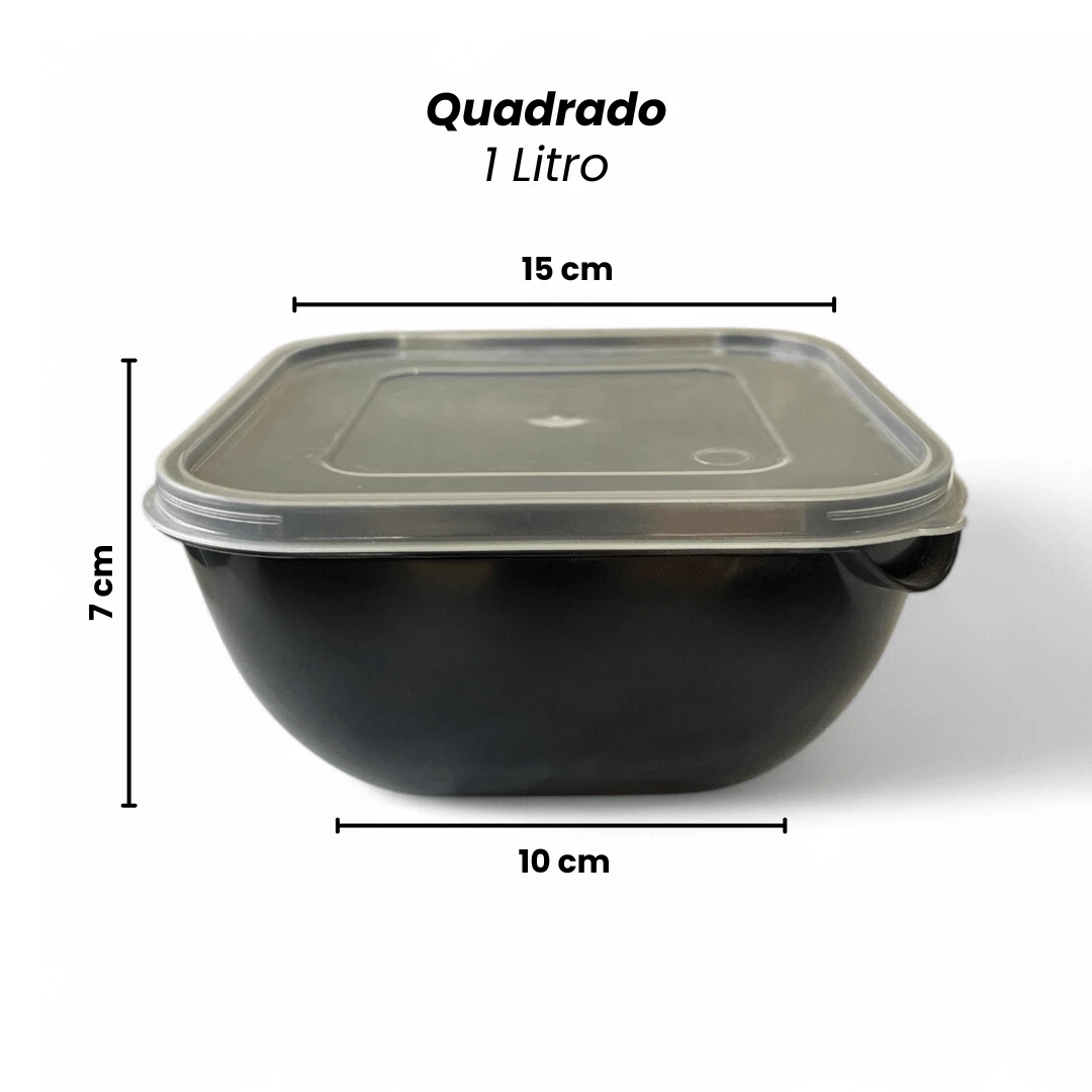 Kit 10 Square Rectangular Bowl Pots 1 Liter Lunch Box Container Tapoer ...