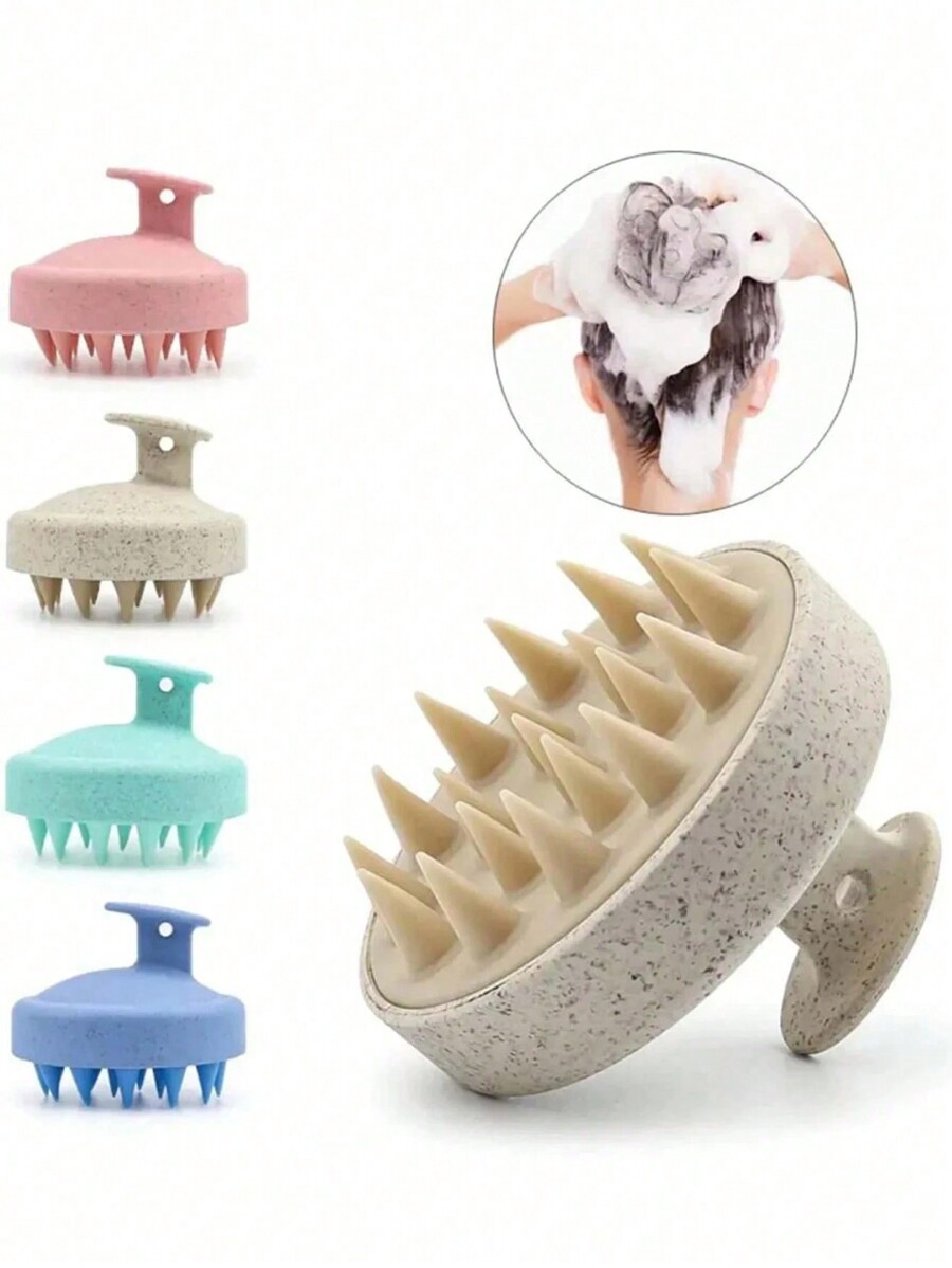 Scalp Massage Brush Wheat Straw Silicone Hair Brush Massage Cleansing
