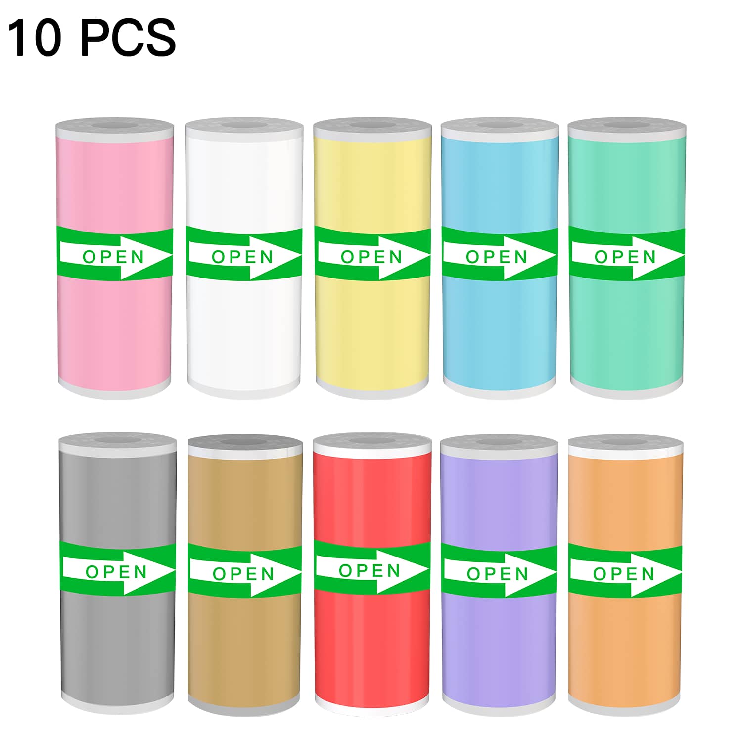 10 Rolls Of Color Sticker Printing Paper, 57x25mm Inkless Self-Adhesive ...