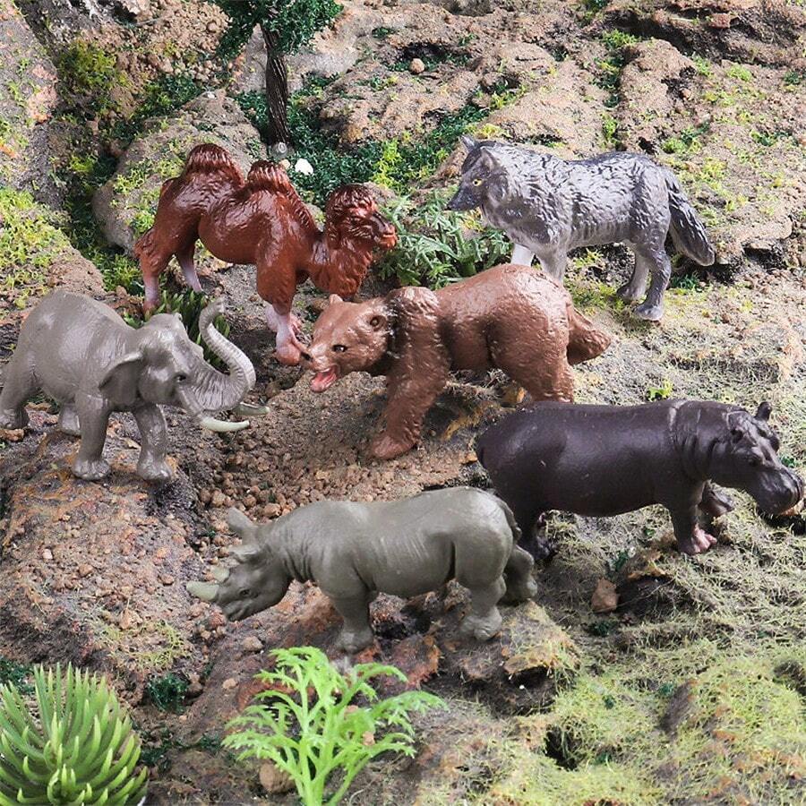 12pcs/Set Realistic Wild Animal Plastic Model Toys, Large Size ...