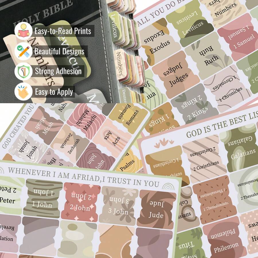 Bible Tabs, 75 Tabs, Earthy Theme, Laminated Bible Tabs For Women And ...