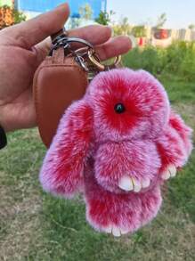 1pc Cute Rabbit Fur Plush Pendant, Fluffy Rabbit Keychain Decoration ...