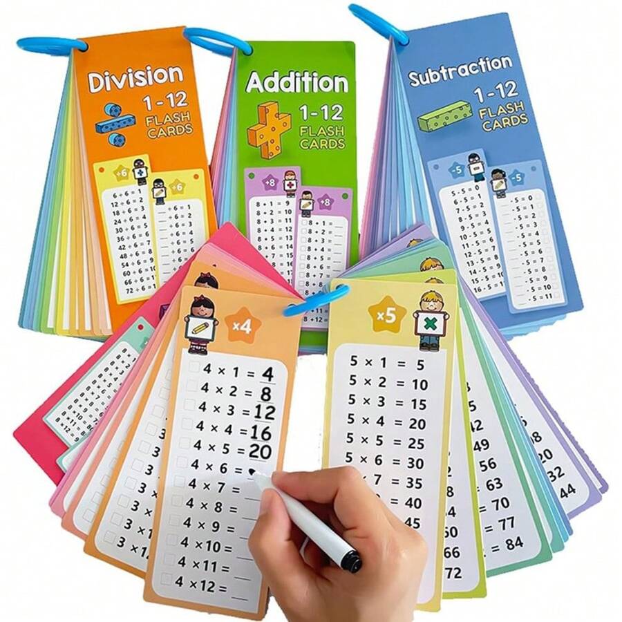 56 Pcs Double-Sided Flash Cards, Pack Of Add Subtract Multiple Divide ...