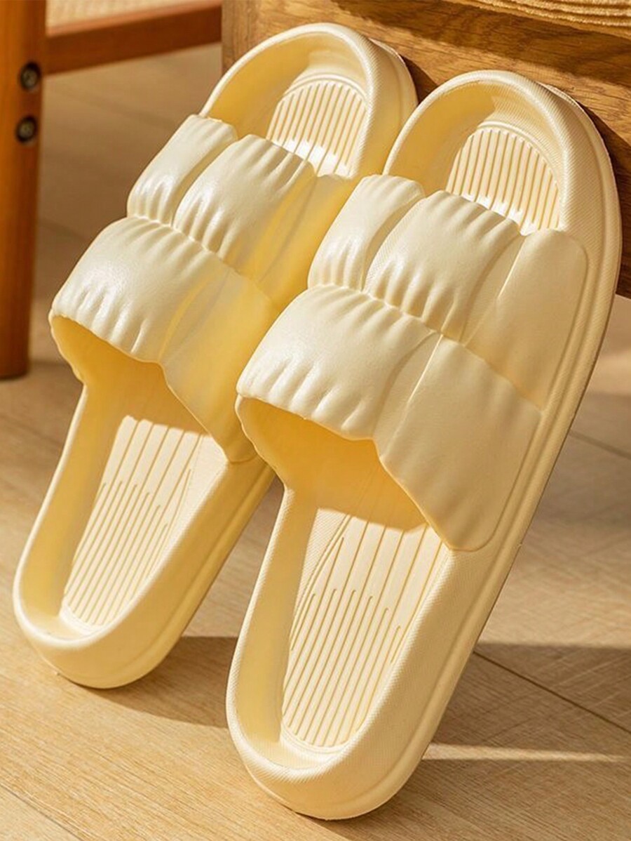 Pastel Yellow Floral Texture Soft EVA Slippers, Casual Daily Wear ...