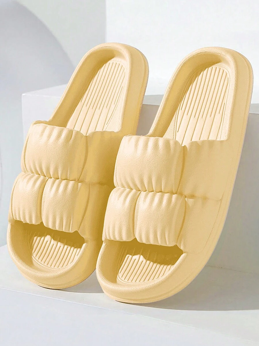 Pastel Yellow Floral Texture Soft EVA Slippers, Casual Daily Wear for ...