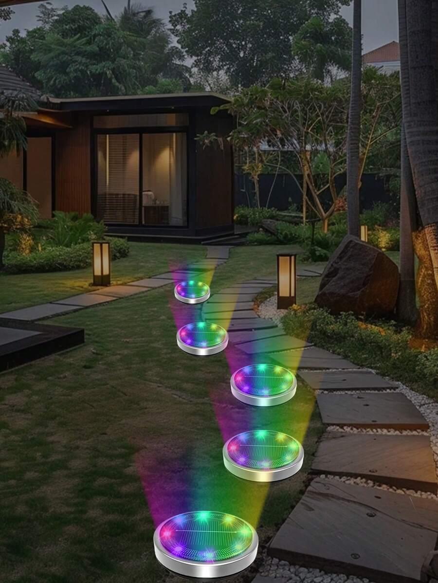 2/4/6/8/10/12/16/18/24pcs Solar Buried Light, 8LED Solar Disk Light ...