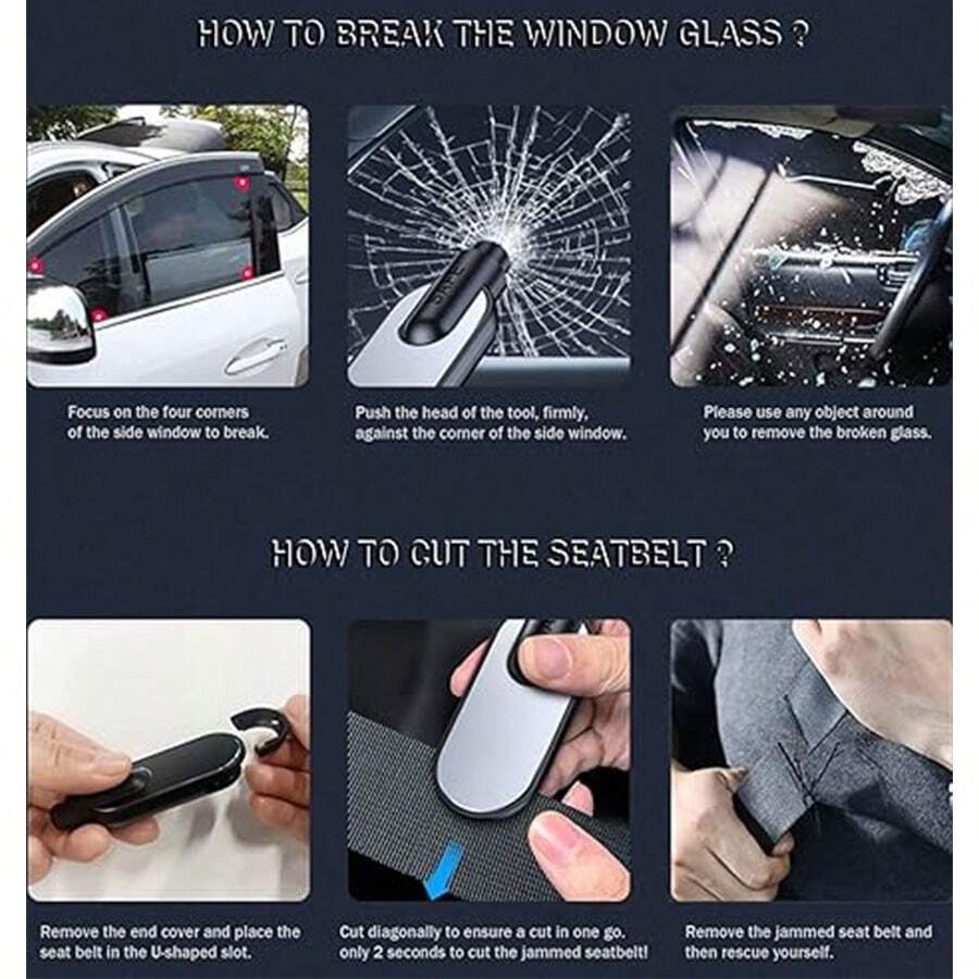 Window Breaker Seatbelt Cutter, Spring Loaded Emergency Escape Tool For ...