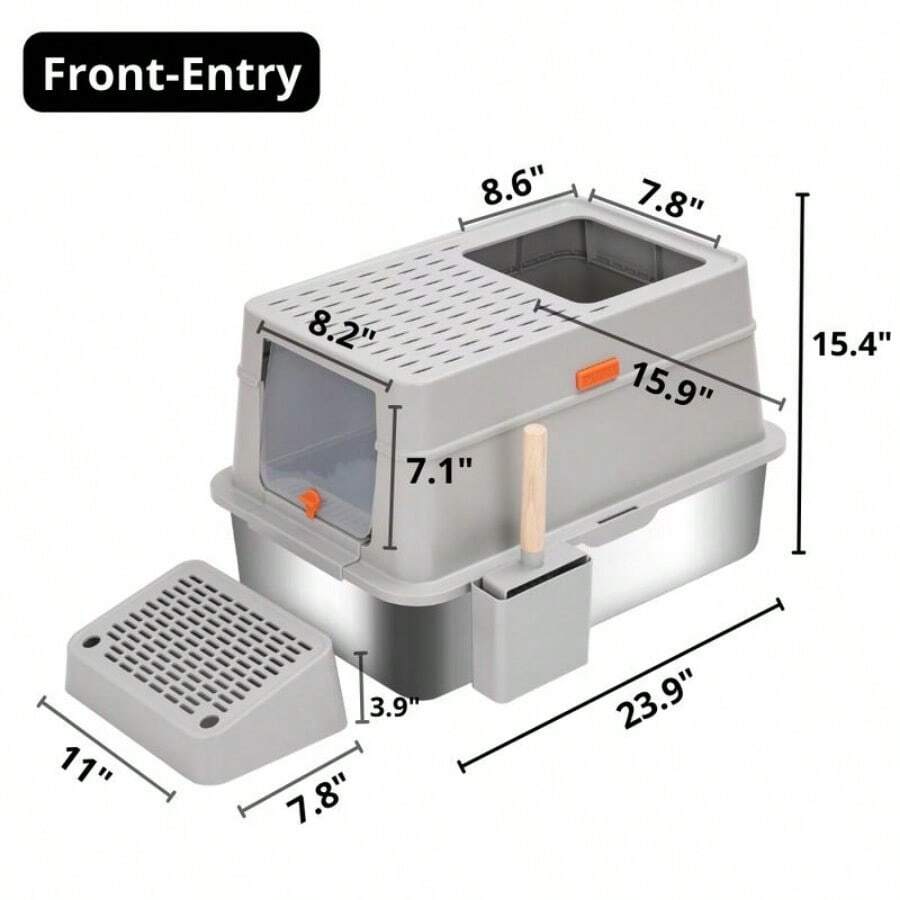 Full Enclosed XL Convertible Stainless Steel Litter Box With Leak-Proof ...