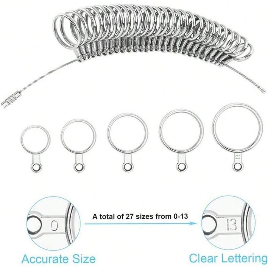 2 Counts Ring Size Measuring Tool Kit With Alloy Ring And Ring ...