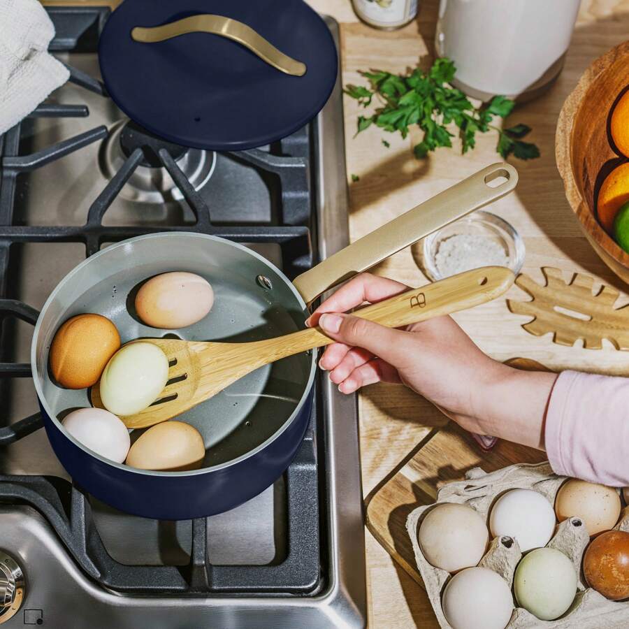 Beautiful 12pc Ceramic Non-Stick Cookware Set, Starry Night By Drew ...