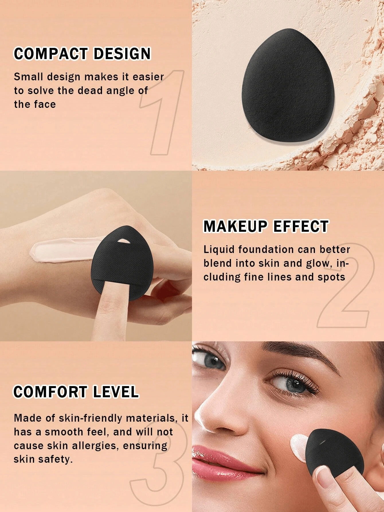 50pcs/Set Makeup Sponges, Powder Puffs, Loose Powder Puffs, Beauty ...