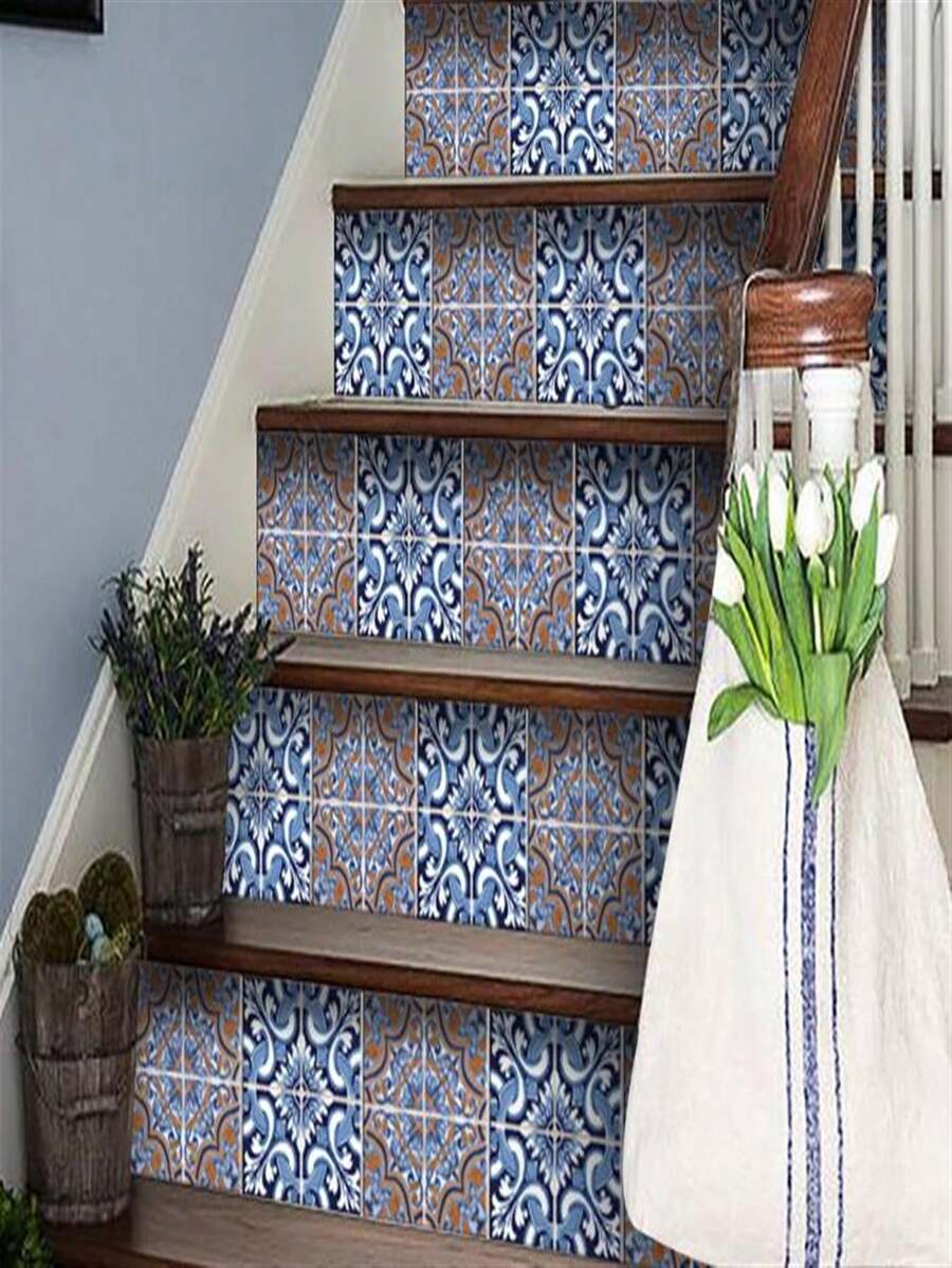 HomeRoots 400161 5 X 5 In. Prima Blue Peel & Stick Removable Tiles ...