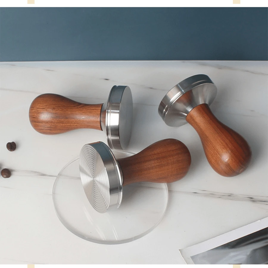 Coffee Tamper, Wooden Handle Stainless Steel Coffee Grounds Tamper For ...