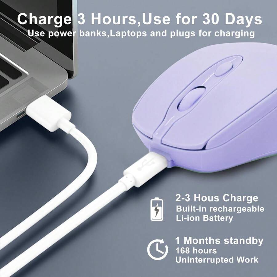 Wireless Mouse Rechargeable Mouse Gamer Dual Modes BT5.2-Compatible 2 ...