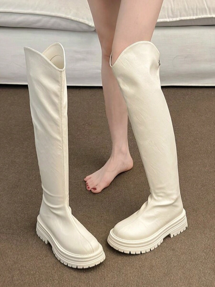 Thick Sole Tall Shaft Boots For Women Winter 2024 New Knight Boots High ...