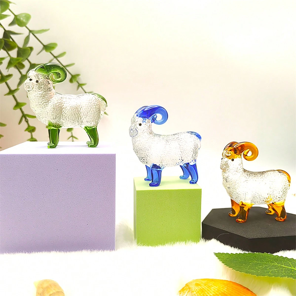 3pcs Set Sheep And Ox Figurines, Home Decor Crafts For Living Room ...