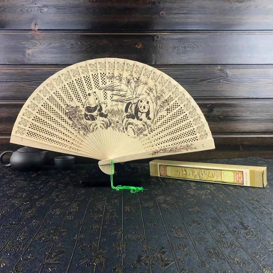 Leque de Madeira Estilo Chinês Vazado, Leque Dobrável para Senhoras ...