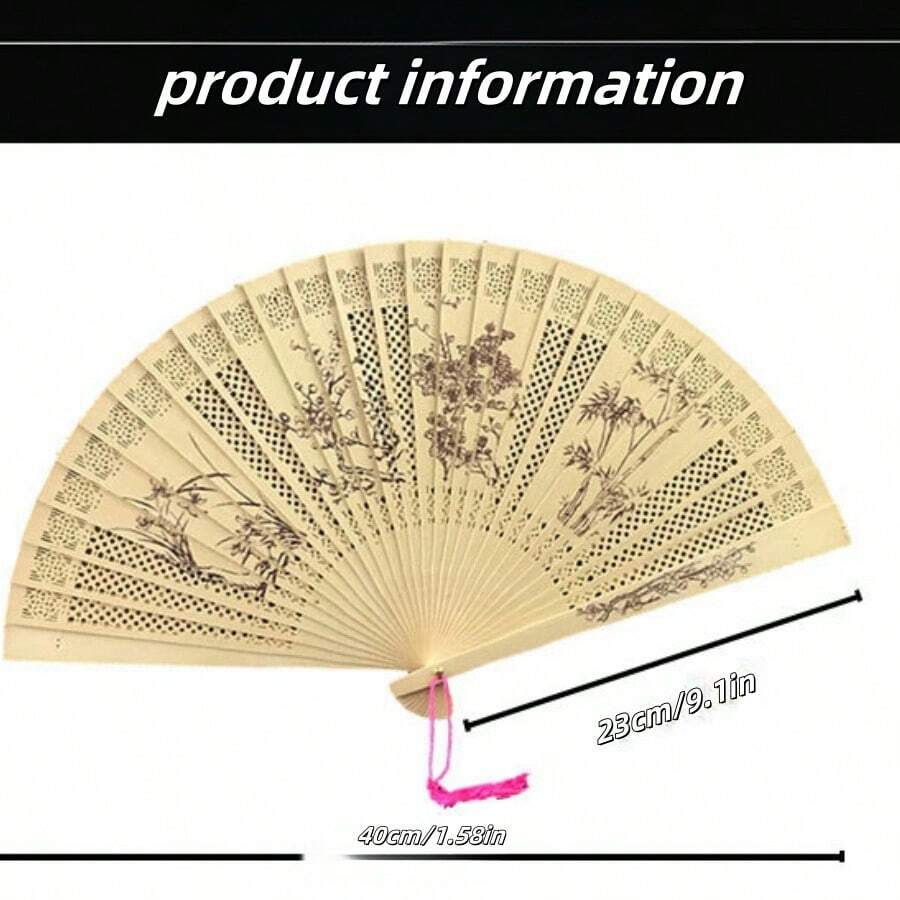 Leque de Madeira Estilo Chinês Vazado, Leque Dobrável para Senhoras ...