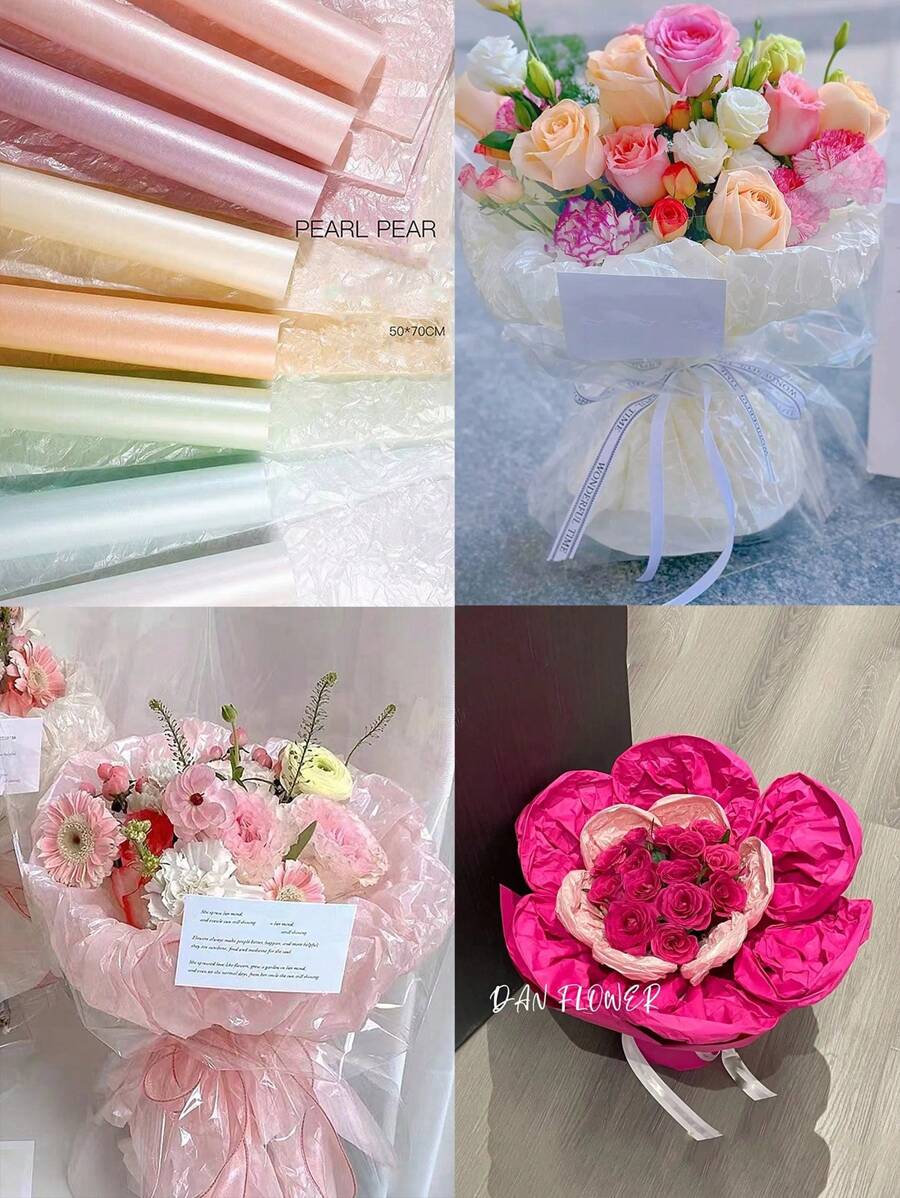 20 Sheets/Pack Pearl Glossy Tissue Paper, Waterproof Lining, Crinkle ...