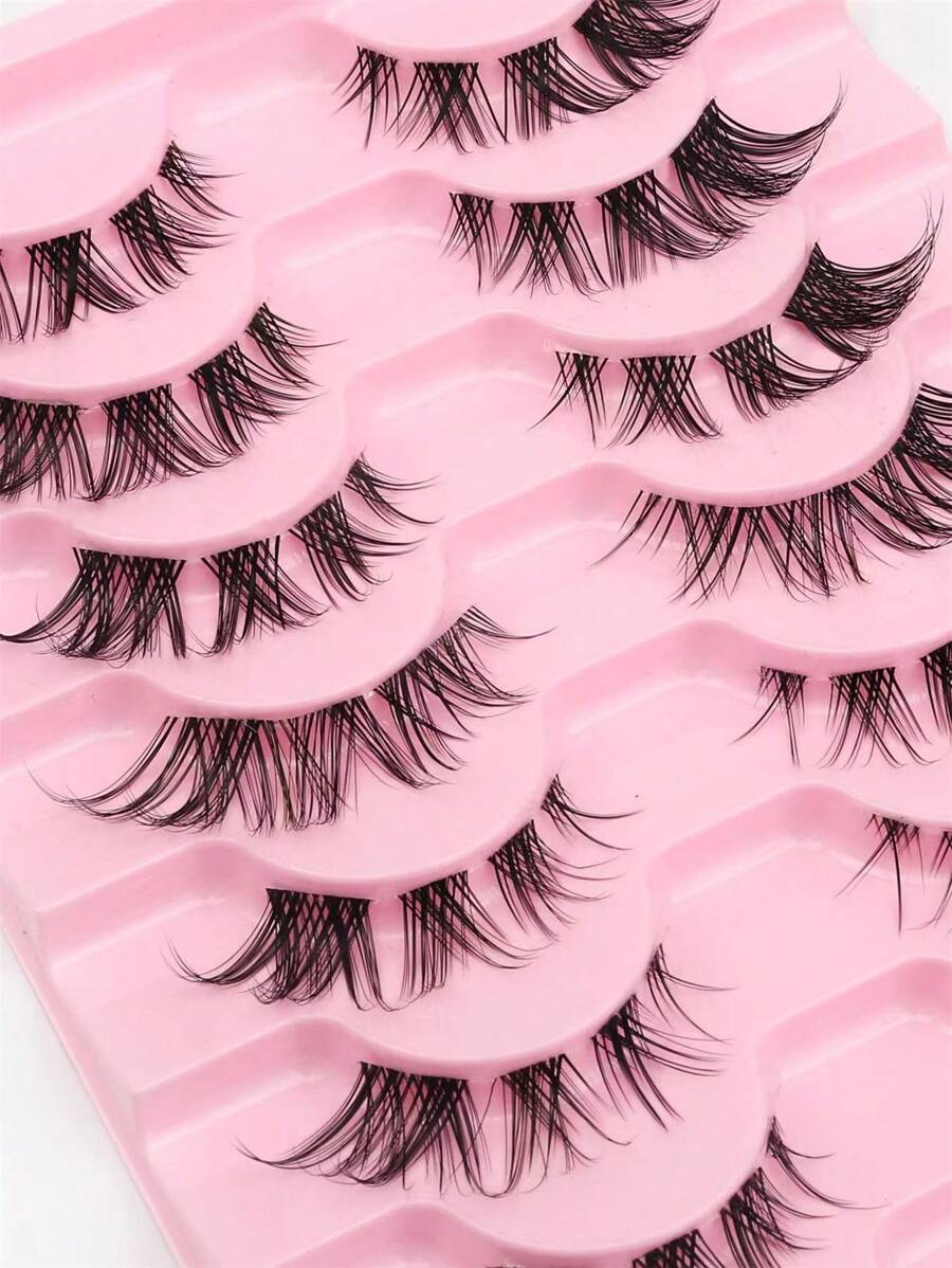 10 Pairs False Eyelashes, Fox Eye Lashes With Subtle Smokey Look ...