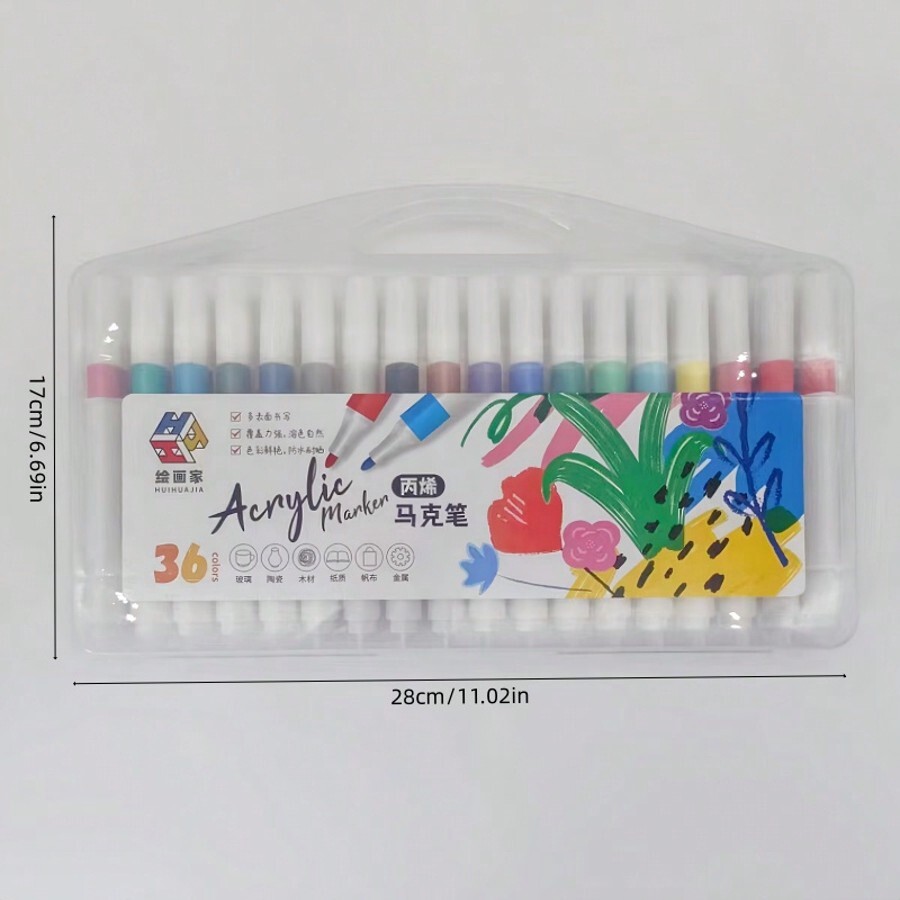 36 Colors Broad Tip Permanent Markers Set, Triangular Barrel Multi ...