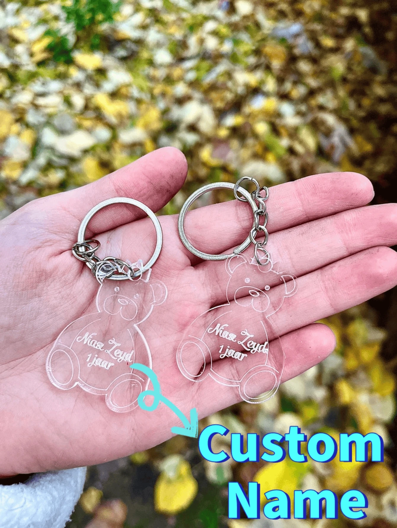 Teddy Bear Custom Clear Acrylic Mirror Tags, Beary First Birthday ...