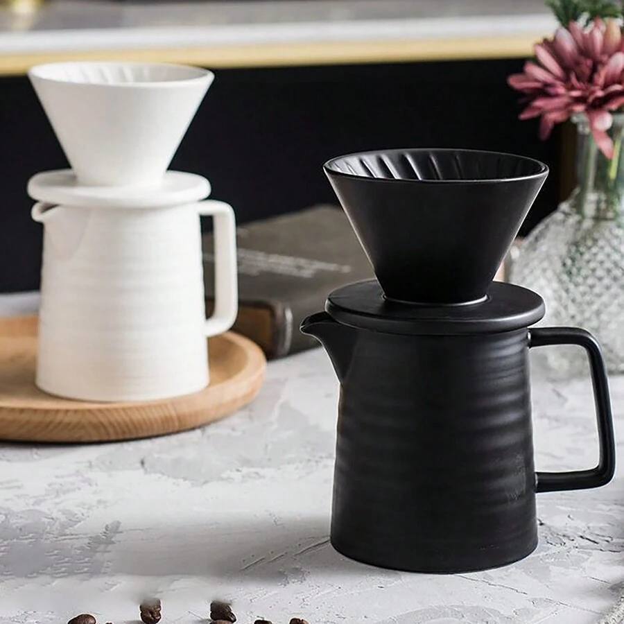 Ceramic Pour-Over Coffee Dripper Set, Includes Share Pot & Filter Cup ...