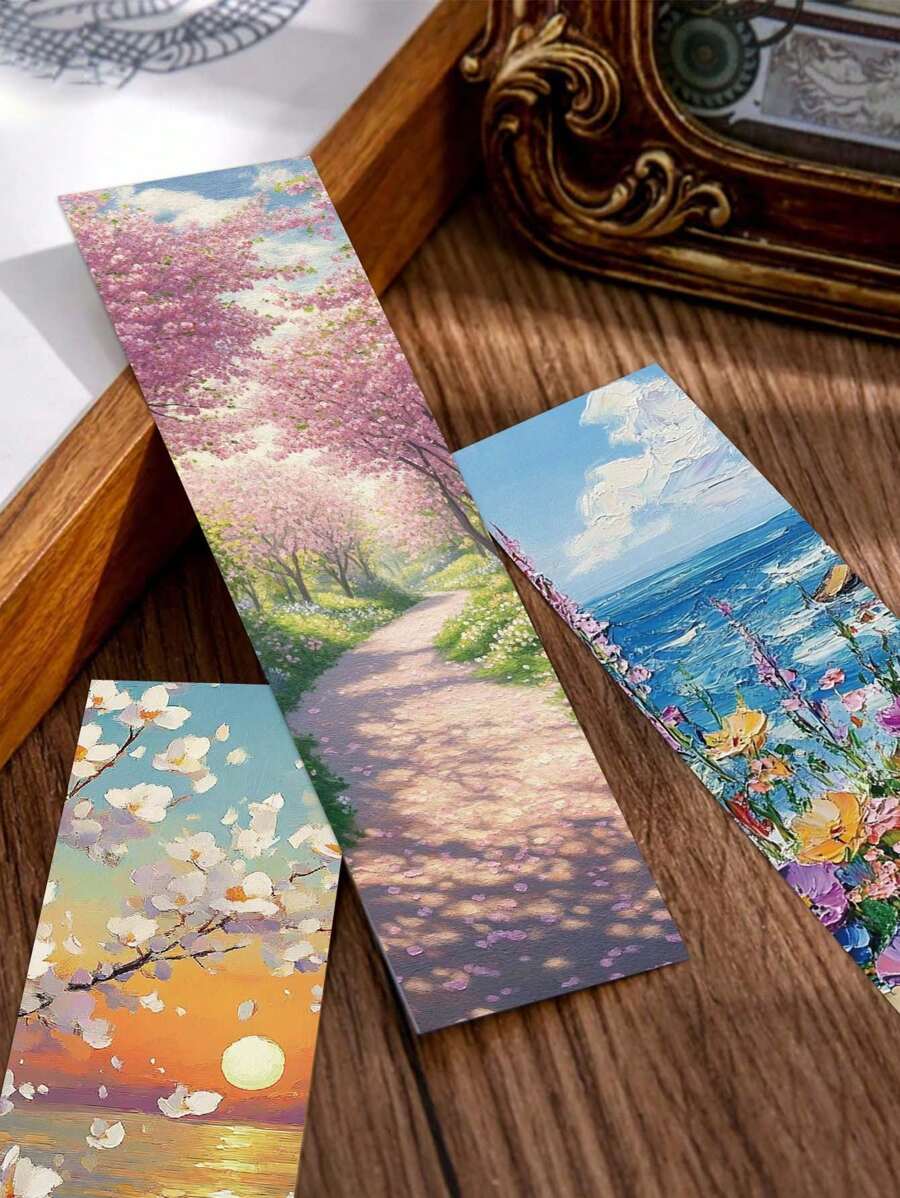 30pcs/Pack Romantic Landscape Oil Painting Bookmarks, Multi-Functional ...
