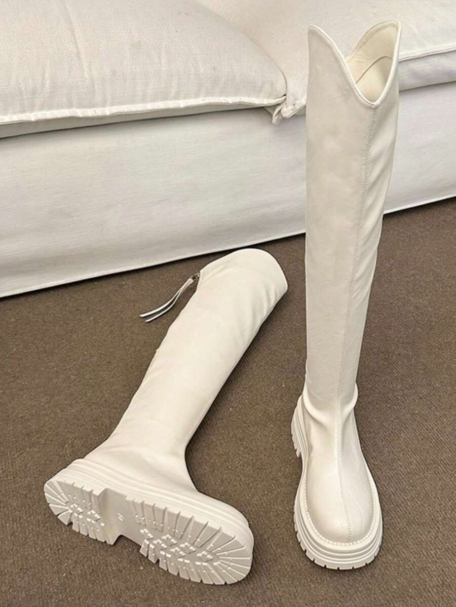 Thick Sole Tall Shaft Boots For Women Winter 2024 New Knight Boots High ...