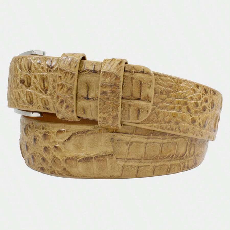Genuine Caiman Hornback Tan Crocodile Leather Belt (Made In U.S.A ...