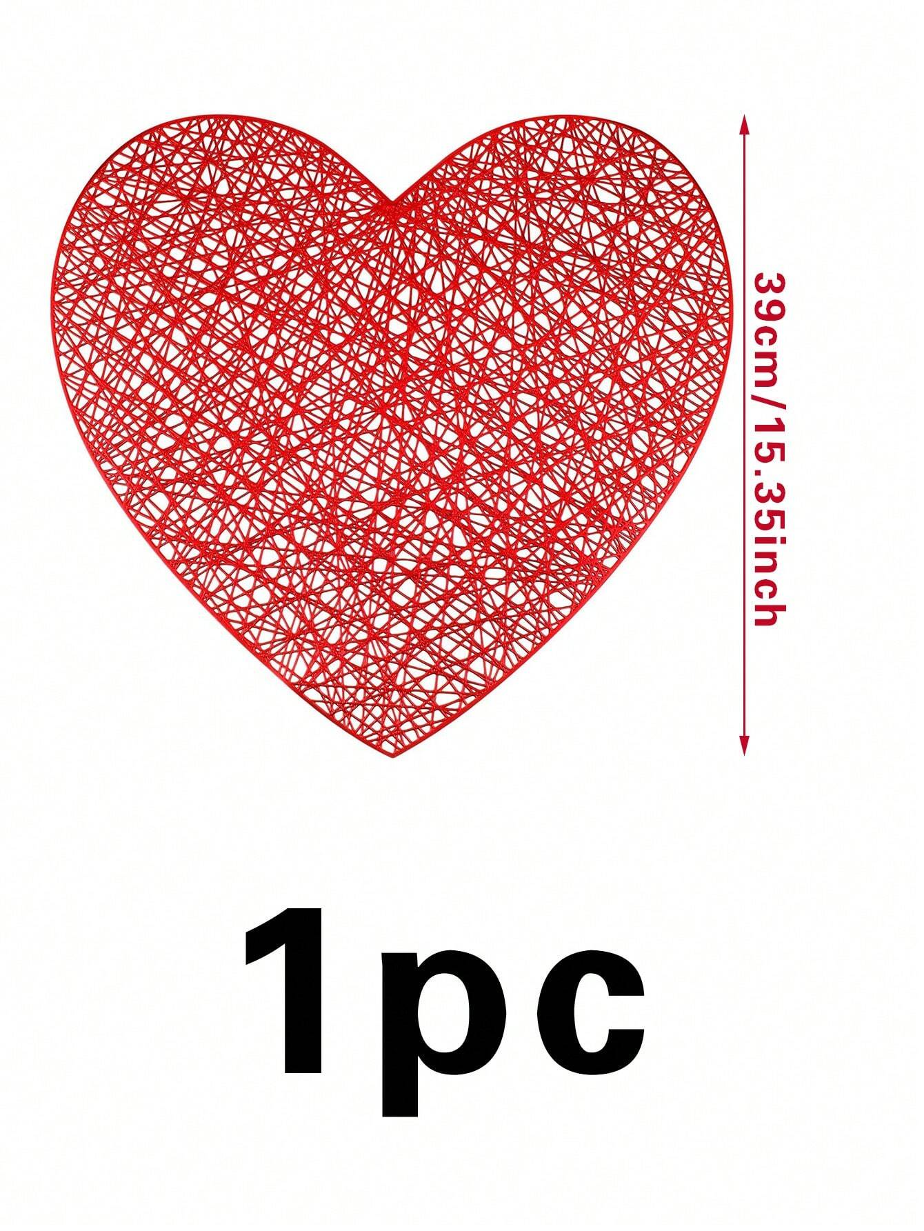 1pc Heart-Shaped Placemat, Red, Romantic Dinner Mat For Valentine's Day ...