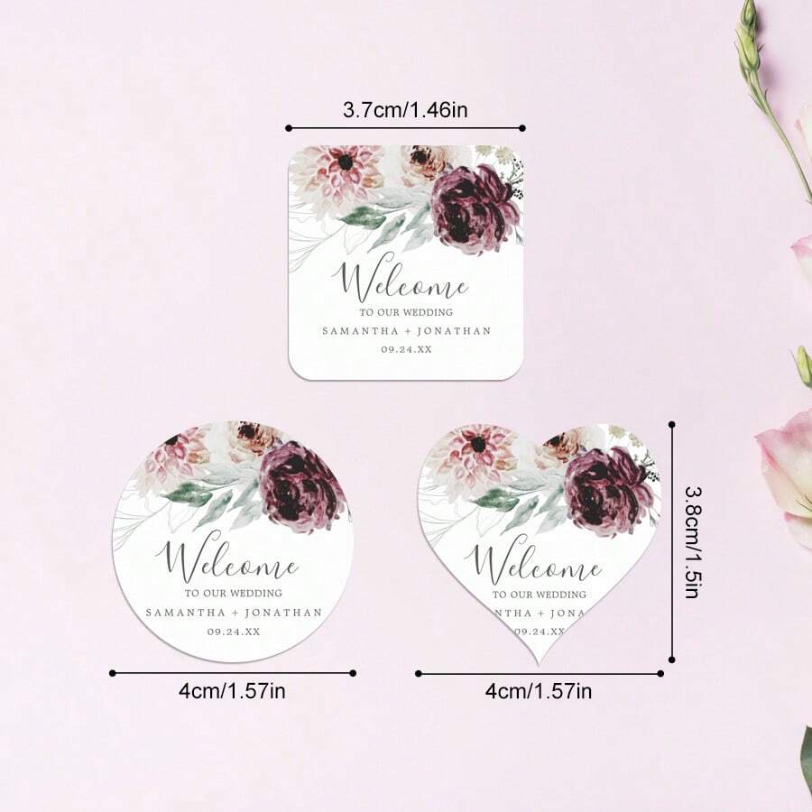 Personalized Floral Wedding Stickers - Customizable Name Labels With ...