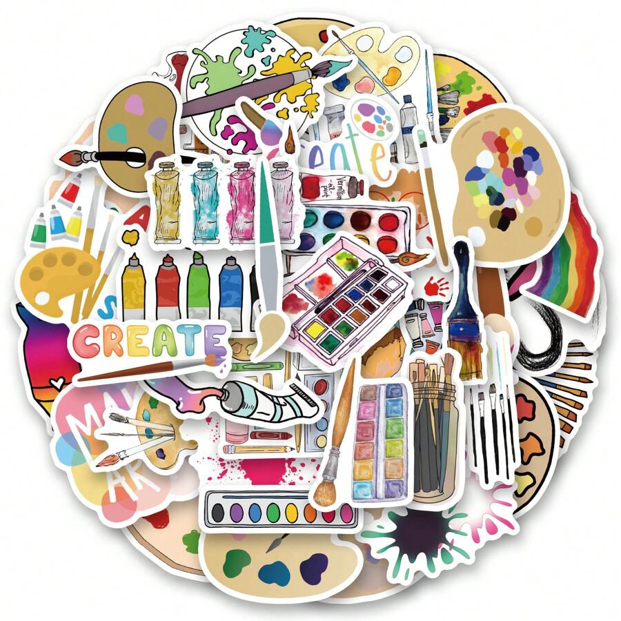 54PCS Art Painting Stickers | Vinyl Aesthetics Stickers For Scrapbook ...