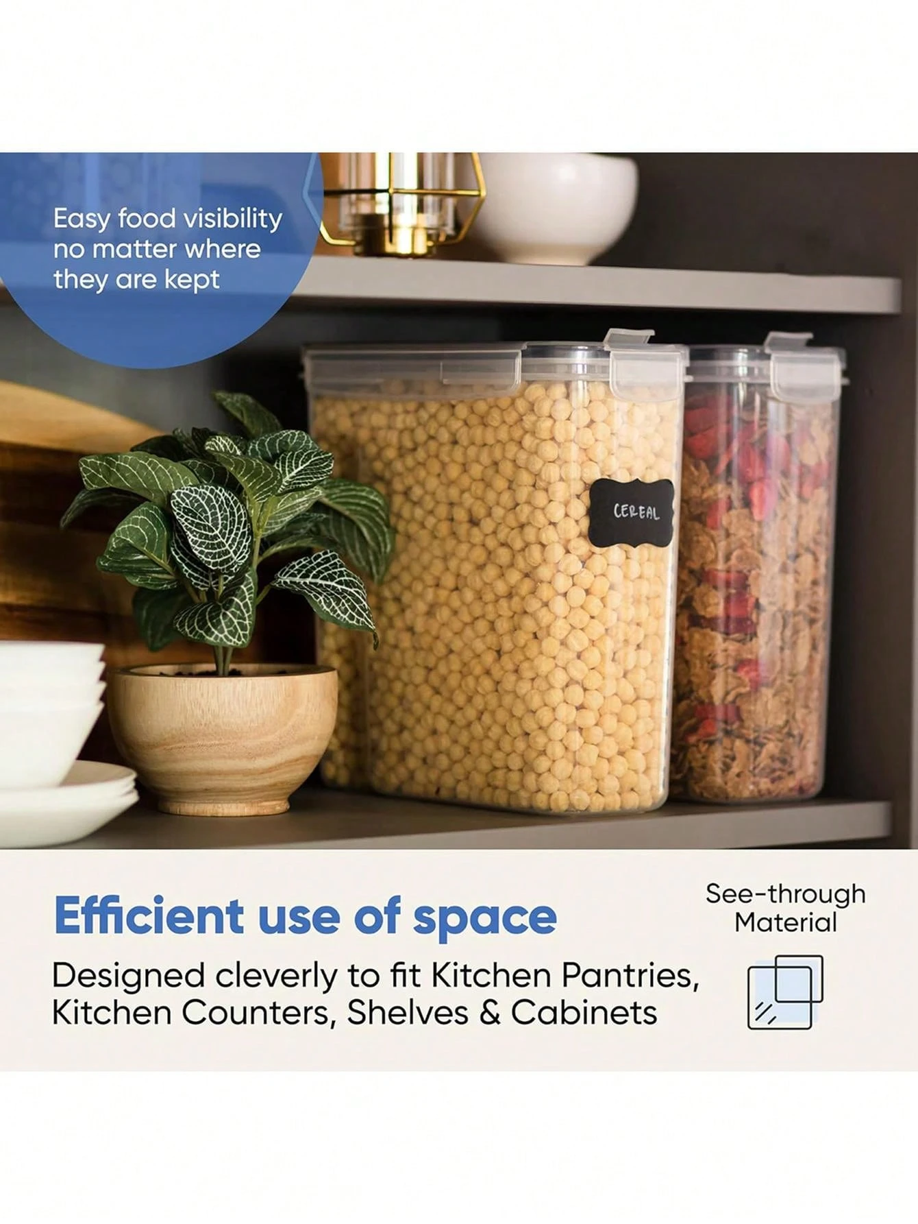 4PCS 2.5L/4L Large Food Storage Containers With Lids, Airtight Food ...