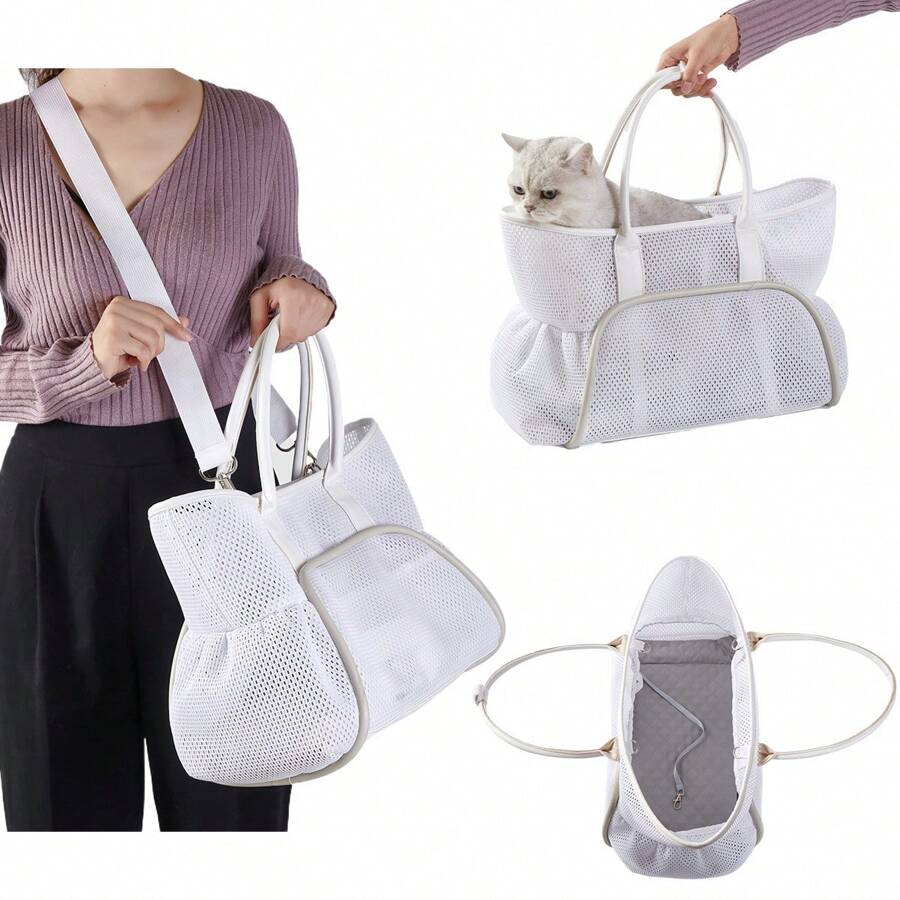 One Piece Pu Mesh Cat Bag A New Way To Travel With Your Pet. This Cat ...