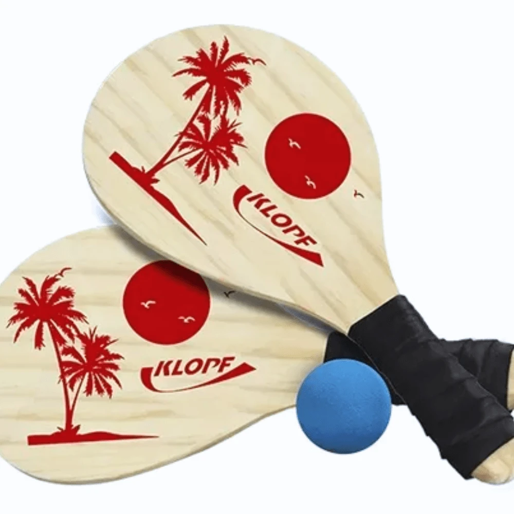 Frescobol Kit 2 Lacquered MDF Rackets + 1 Beach Tennis Ball For Table ...