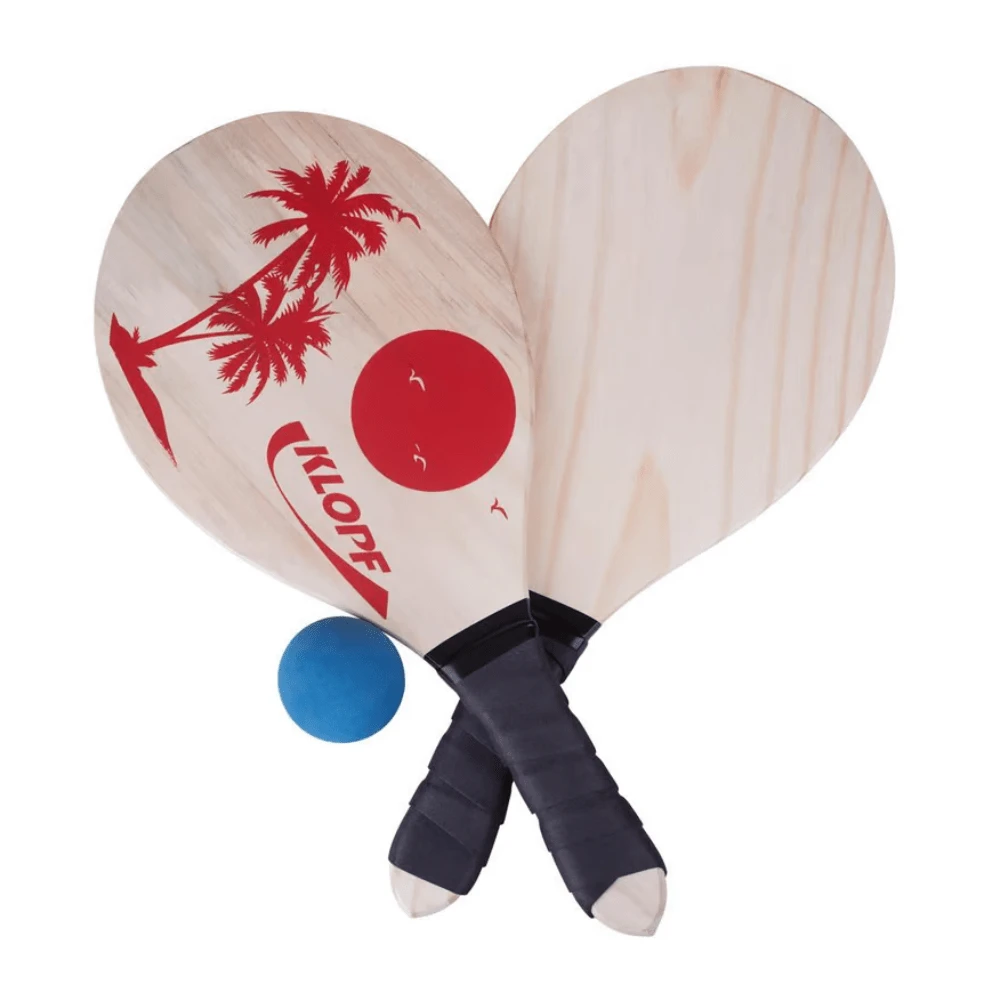 Frescobol Kit 2 Lacquered MDF Rackets + 1 Beach Tennis Ball For Table ...