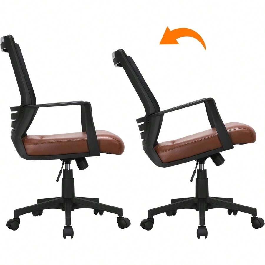 Ergonomic Home Office Chair Leather And Mesh Combine Desk Chair Rolling ...