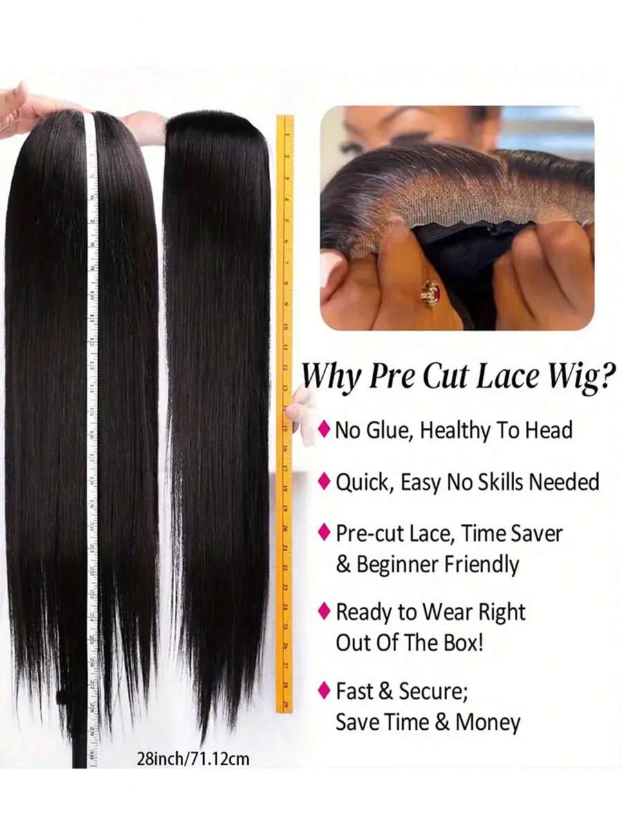 13x5 Straight Put On And Go Wig With No Glue, 100% Straight Human Hair ...